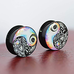 FLYUN Ear Gauges Plugs and Tunnels Ear Stretcher Expander 6mm-25mm Double Flared Screw Plug Piecing Jewelry (0G (8mm))