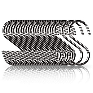 Annaklin Small S Hooks 24 Pack 2-3/16", Stainless Steel S Hooks for Hanging Pan Pot Utensils Plants Bags Towels, Heavy Duty S Shaped Hooks, Silver