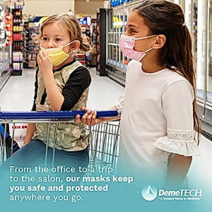 DEMETECH Protective 3-Layer Small Disposable Face Mask with Ear Loops, Made in the USA, Box of 50 (Variety Pack - 50 pack)