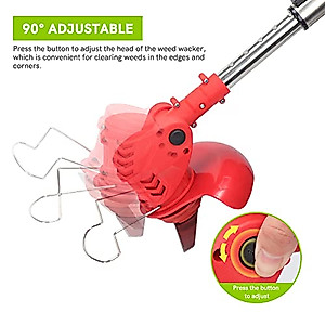 Xverycan Weed Wacker Cordless, 800W Electric Weed Eater, Garden Grass Trimmer with Battery, Charger, Wheels, Lightweight & Easy, Efficient Weeding, Red