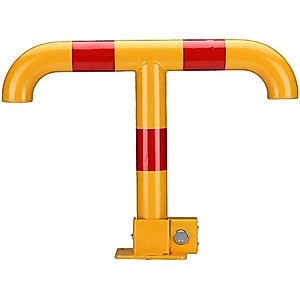 T-Shaped Heavy Duty Car Parking Space Lock Bollard Folding Lane Parking Barriers Security Posts for Private, Business, with Screws & Key (Yellow 550x400mm)