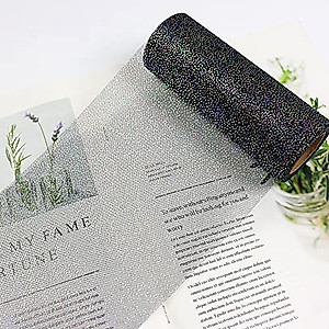 Yuanchuan Mirage Glitter Tulle Rolls 6 inch x 10 Yards (30 feet) for Table Runner Chair Sash Bow Pet Tutu Skirt Sewing Crafting Fabric Christmas Wedding Unicorn Halloween Party Gift Ribbon (Black)