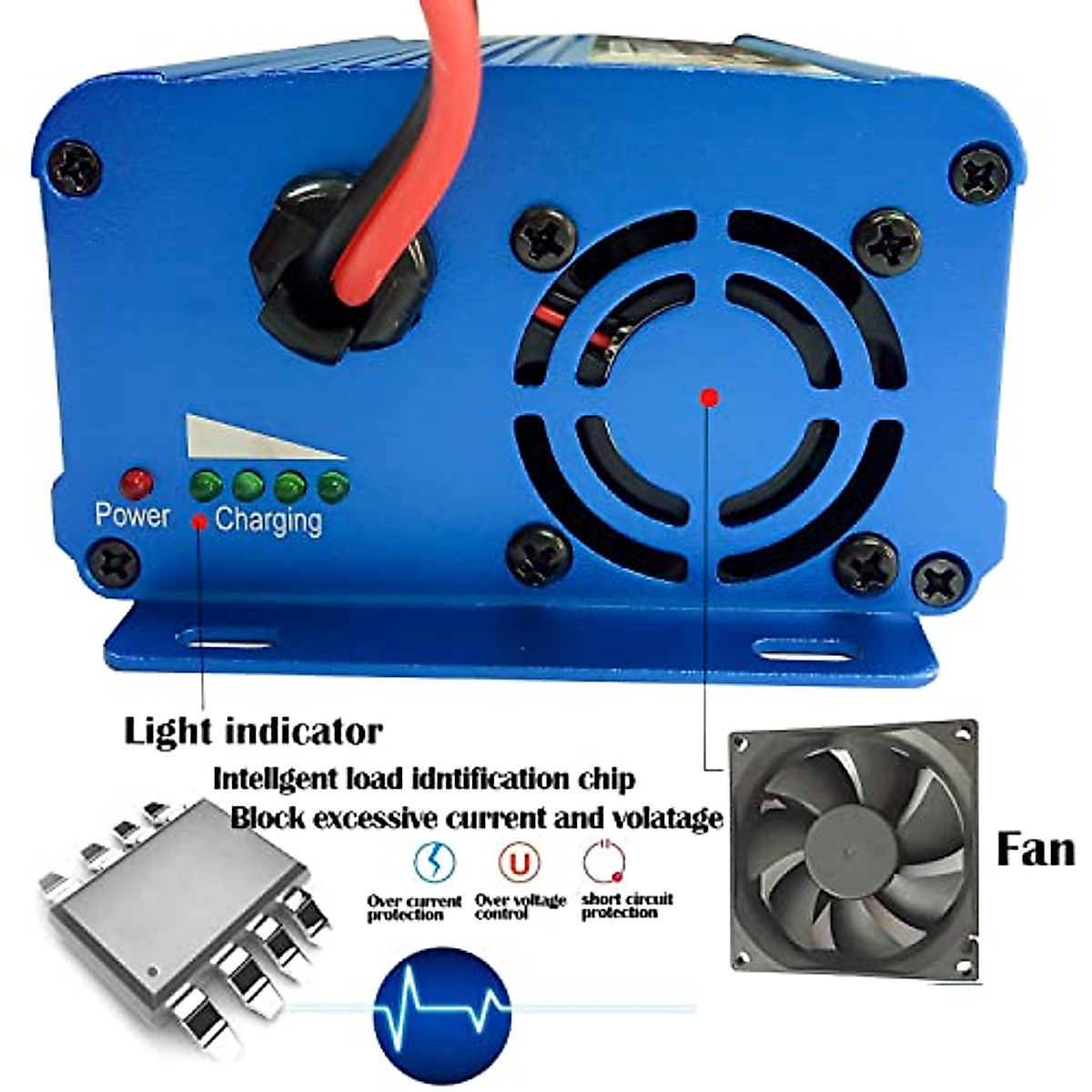Unocho 24V Battery Charger Automatic Smart Battery Charger Maintainer 5A Trickle Charger with Alligator Clips for Charging AGM Gel Lead-Acid Batteries
