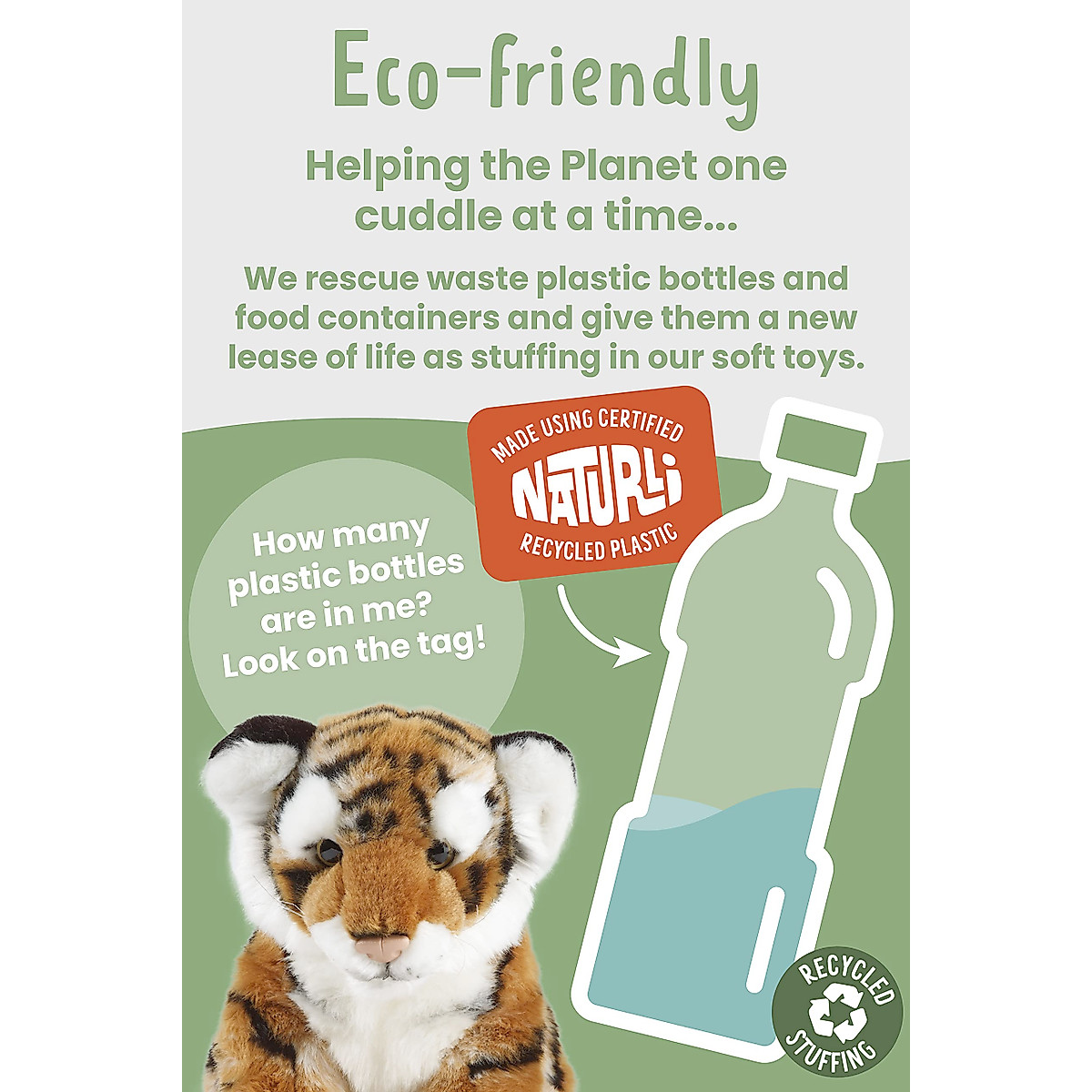 Living Nature Large Tiger Cub Stuffed Animal | Fluffy Tiger Animal | Soft Toy Gift for Kids | 12 inches