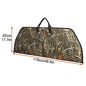 UNISTRENGH Bow Soft Case Multifunctional Outdoor Camouflage Hunting Bow Arrow Storage Bag for Compound Bow, Crossbow (Reed Camouflage, 46.85''L x 17.7''W (119 * 45 cm))