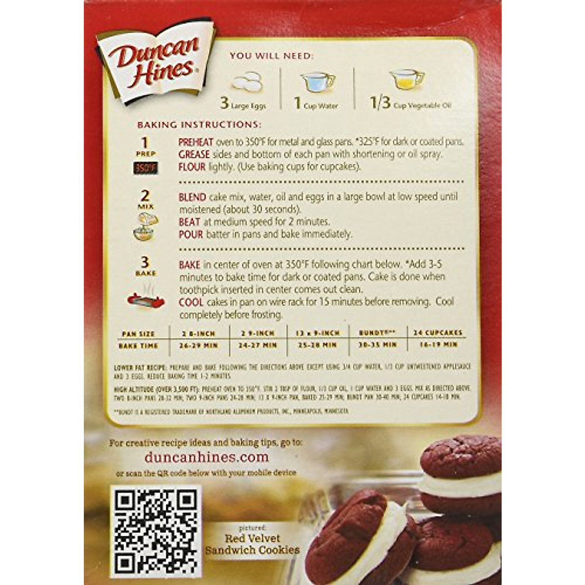 Duncan Hines Signature Red Velvet Deliciously Moist Cake Mix 1 Lb. 2.25 Oz. Box (3 Pack)