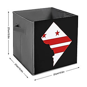 Flag Map of Washington DC Canvas Collapsible Storage Bins Cube Organizer Baskets with Handles for Home Office Car