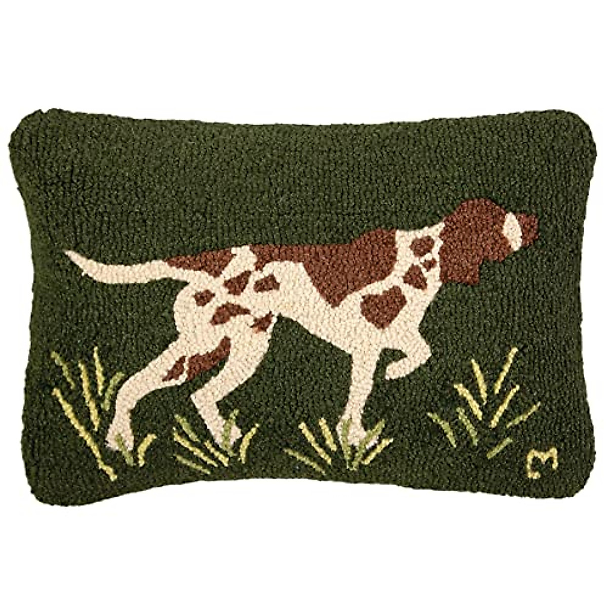 Chandler 4 Corners Artist-Designed Pointer Hand-Hooked Wool Decorative Throw Pillow (14” x 20”) Dog Pillow for Couches & Beds - Easy Care & Low Maintenance - English Pointer-Themed Home Decor