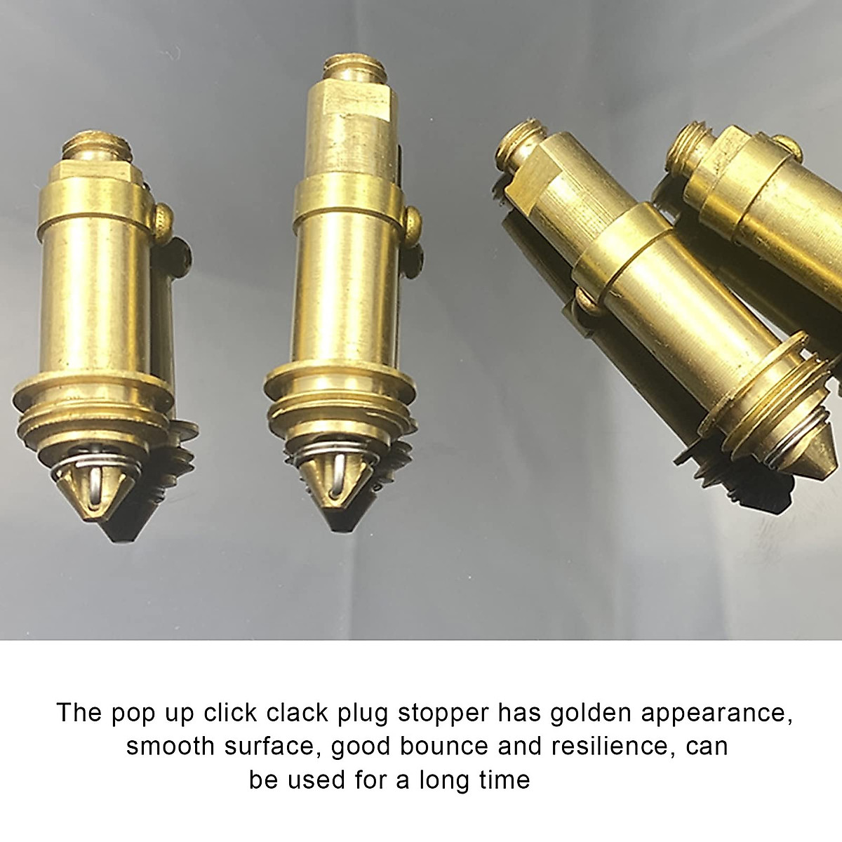 Carkio 2PCS Bathroom Sink Stopper Replacement, Pop Up Bolt Basin Bath Sink Drain Waste Click Clack Brass Push Spring Plug for Bathroom Kitchen Sink