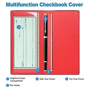 CASMONAL Premium Leather Checkbook Cover for Men and Women Checkbook Holder Wallet RFID Blocking