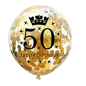 50th Birthday Balloons Black Gold Party Decorations Latex Gold Confetti Balloon for Women Men 50 Year Old Anniversary Theme Birthday Party Supplies 15 Pack 12 Inch (50th Birthday Decorations)