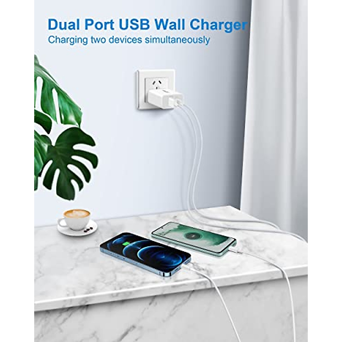 USB C Wall Charger Block, 20W 2Pack Dual Port USB-A USB-C Power Adapter Plug PD Fast Charging Block Cube Brick for iPhone 14/Pro Max/Plus/13/12/11/Mini, XS/XR/X/8/7/6, iPad Pro/Air, Google Pixel 7/6/5