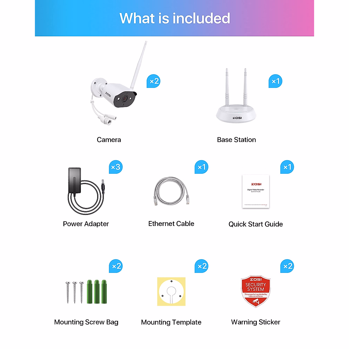 ZOSI 5MP Spotlight WiFi Home Security Camera Kit,2pack C308AH Wi-Fi HaLow Outdoor Cameras with Base Station,2-Way Audio,Night Vision,Weatherproof,Cloud Storage,Smart Light&Sound Alarm,Work with Alexa