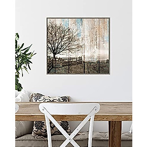 Rustic Farmhouse Wall Art Country Tree Winter Landscape Picture Canvas Print for Bedroom LivingRoom Home Decoration Modern Artwork 16"X20" Frameless