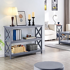 Yaheetech Television Stands & Entertainment Centers with 3 Tier Storage Shelf TV Stand for Living Room, Gray