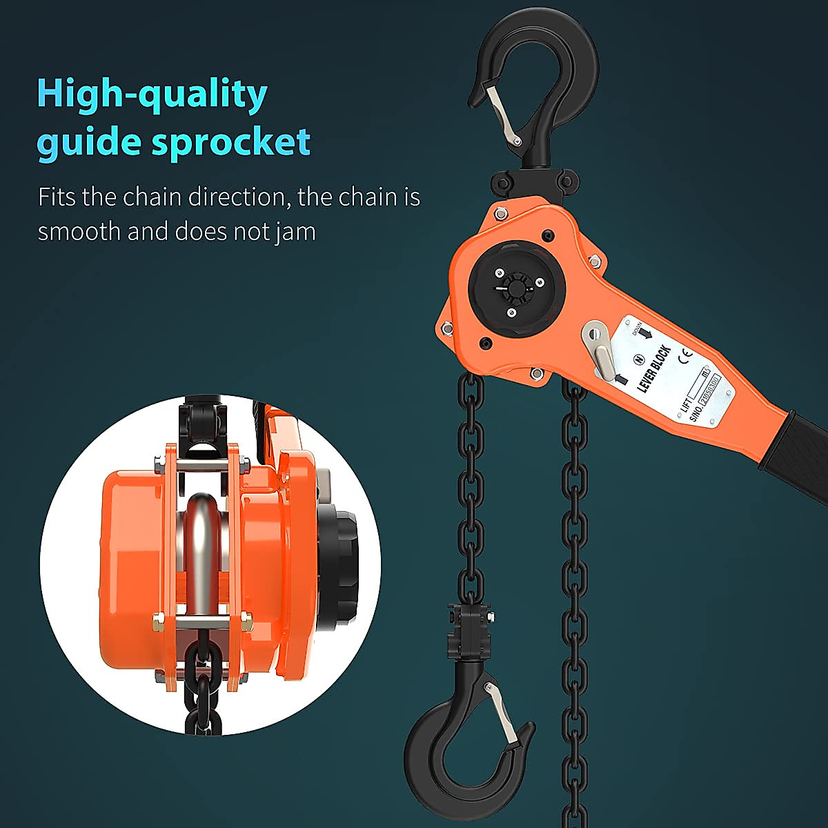 Amarite Chain Hoist Lever Hoist, 3300 Lbs, 20ft Load, Chain Manual Chain Hoist, Industrial Grade Type Connection for Lifting Hook