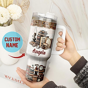 WAZONE Personalized Give Me Coffee To Get Me Started And Jesus Tumbler 40oz with lids Custom Name Stainless Steel Tumblers Birthday Christmas Gifts for Coffee Lovers Women Men