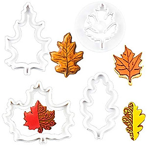 Orapink Autumn Leaf Cookie Cutters Shapes Set Shapes Set for Cake Decorating 4 Pieces Plastic Fall Maple Leaf Cookie Cutter