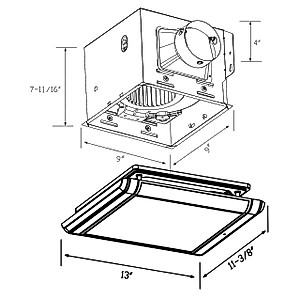 Homewerks 7145-80V-HS Dual Speed Bathroom Exhaust Fan with Integrated Dimmable LED and Automating Humidity Sensor, 1.0-1.5 Sones 80-110 CFM, Smart Moisture White