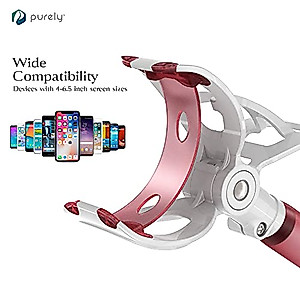 Purely Gooseneck Phone Holder | Flexible Arm Cell Phone Stand for Desk, Night Stand, Headboard - Clamp Mount Clip Bracket, 360-Degree Rotation, Aluminium Alloy - 33-Inch (1-Pack, Rose)