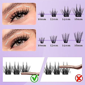 384 Pcs Cluster Lashes, Melakia 2 Style DIY Eyelash Extensions Mix 10-16mm, Thin Band Lash Clusters, Mega Soft Individual Cluster Lashes at Home （Wispy and Natural D Mix 10-16mm）