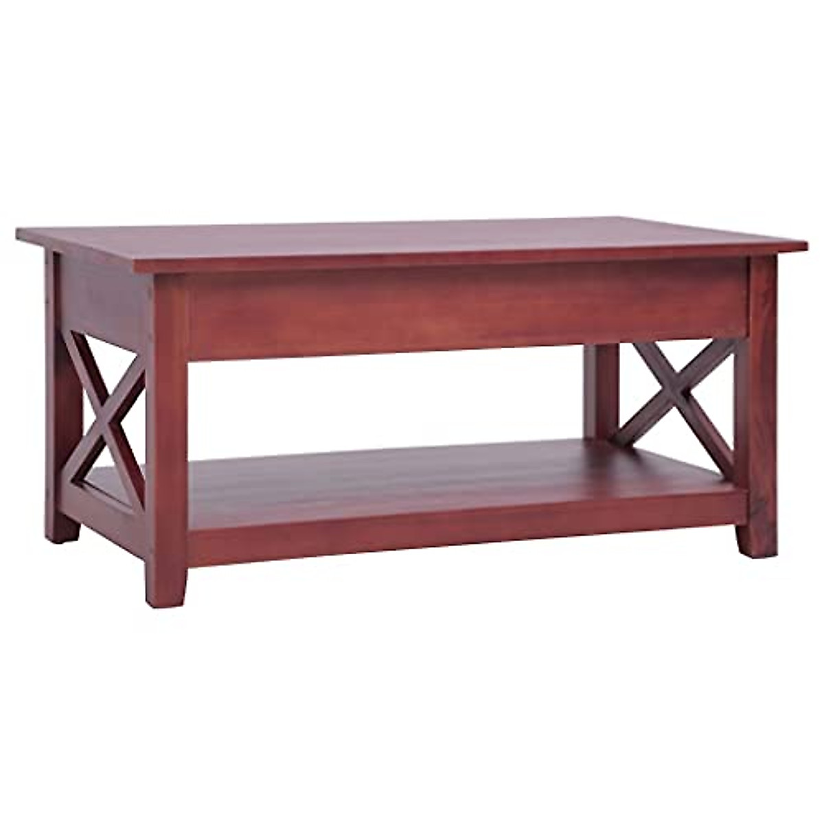 QJBSAVVA Coffee Table Brown 39.4"x21.7"x18.1" Solid Mahogany Wood,Industrial Tables Floor Standing Table Cocktail Table Suitable for Meeting Rooms, Reception Rooms, Offices