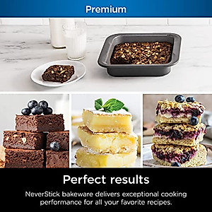 Ninja B30408 Foodi NeverStick Premium 8 inch Square Cake Pan, Nonstick, Oven Safe up to 500⁰F, Dishwasher Safe, Grey