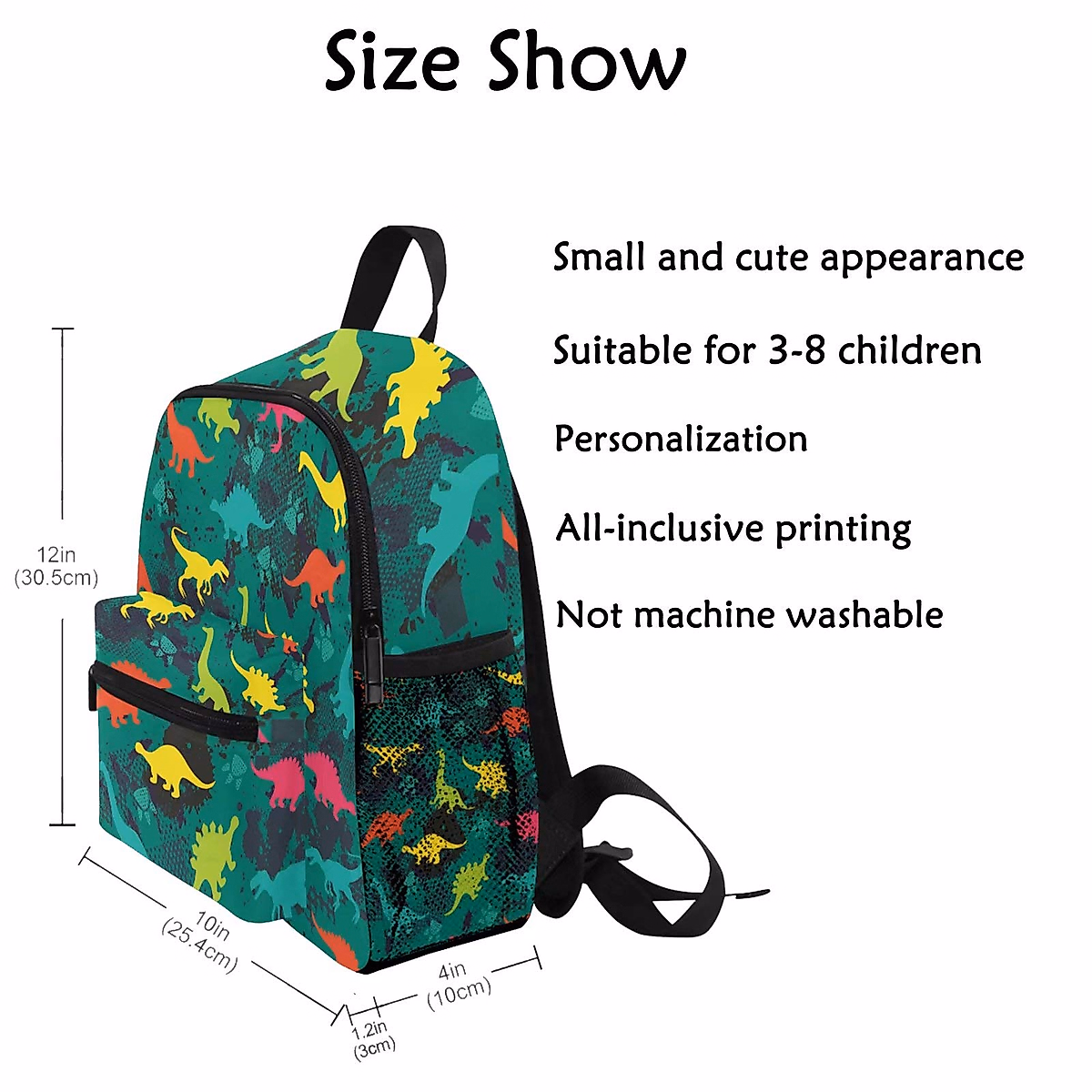 Dinosaur Backpack Animal Dino Backpacks Bookbag Toddler Daypack for Kids Girls Boys with Chest Strap Mini School Bags Water Resistant Durable for School Student