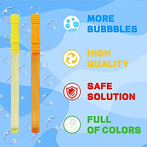 MorTime 24 Pack Bubble Wands for Kids, 8 Colors Bubbles Stick Bulk, 14.6" Easter Party Favor Summer Toy for Children
