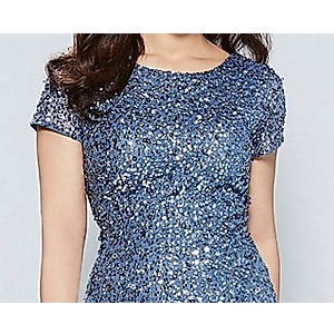 Adrianna Papell Women's Short-Sleeve All Over Sequin Gown, Nile, 14