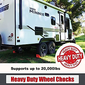 SECURITYMAN Heavy Duty Wheel Chocks (2 Pack) - Durable, Non-Slip, Solid Rubber Wheel Chocks for Boat Trailers, RV, Truck, Camper - Perfect on All Surfaces and in All Weather - Orange