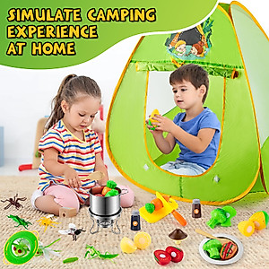 TIKJOYFUL 40 PCS Kids Camping Set, Pop Up Play Tent with Kids Cookware Toy, Outdoor Explore Kit & First AID playset, Indoor Outdoor Kids Pretend Play Toys for 3 4 5 6 7 8 Year Old Boys and Girls