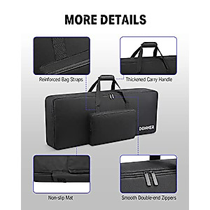 Donner 61 Key Keyboard Case, Portable Electric Piano Keyboard Gig Bag, Waterproof Durable 600D Nylon Oxford Cloth, 10mm Cotton Padded, 41"x 16"x 5", Black