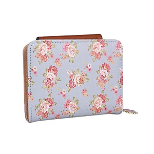 Adoptfade Womens Small Wallet Floral Coin Purse Card Holder,Light Blue