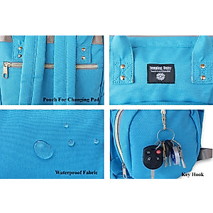 Jumping Daisy Large Backpack Baby Changing Diaper Bag (Blue)