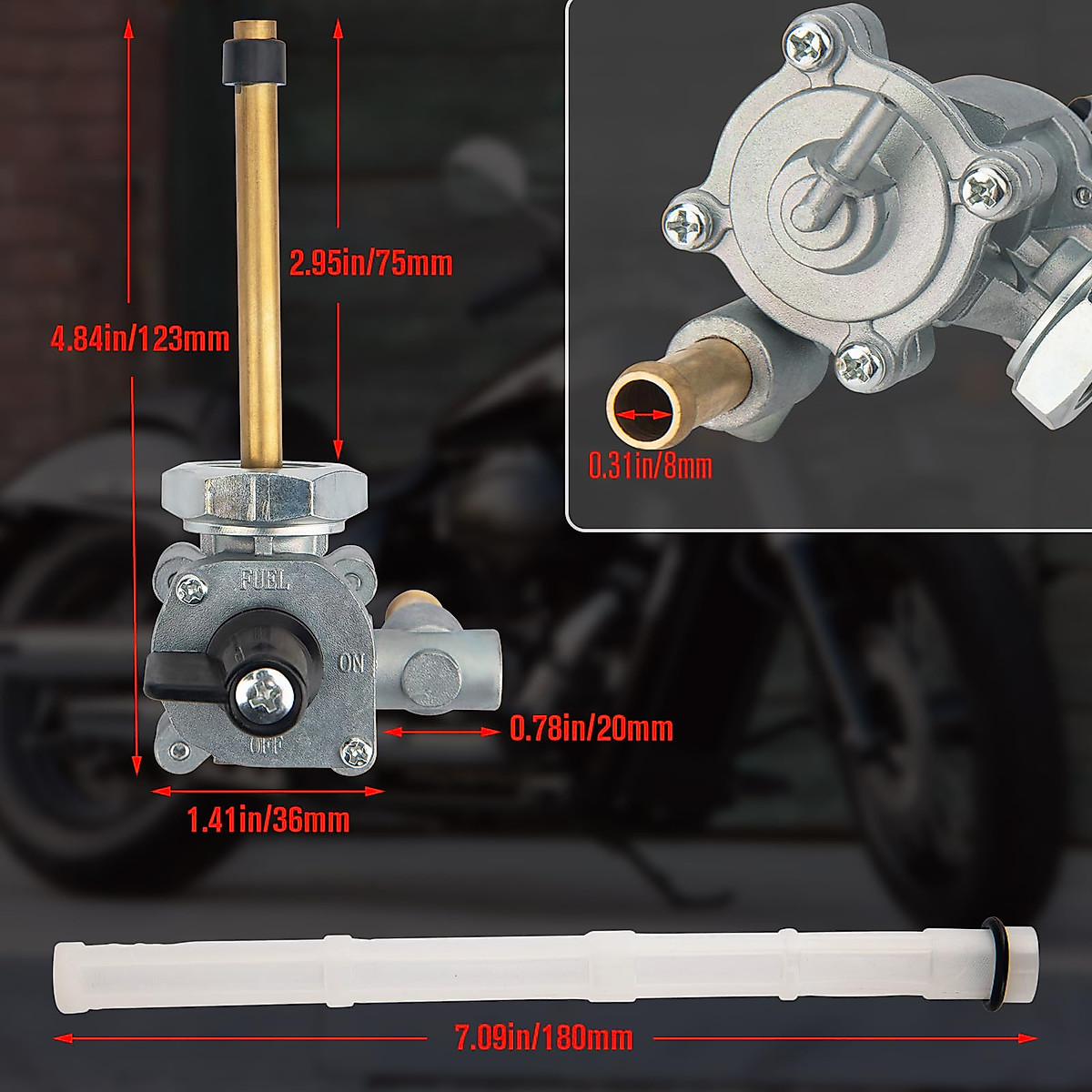 VT750C Fuel Petcock Valve Gas Tank Switch for Honda Shadow Aero VT750CA VT750C2 VT750C2F 2007-2009 replace 16950-MEG-023 by TOPEMAI