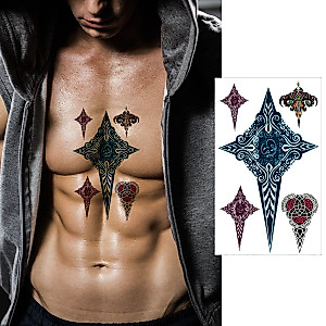 Large Tattoos Fake Temporary Body Art Stickers for Men Women Teens, VIWIEU 3D Realistic Girls Chest Temporary Tattoos, 5 Sheets, Water Transfer Body Tattoos