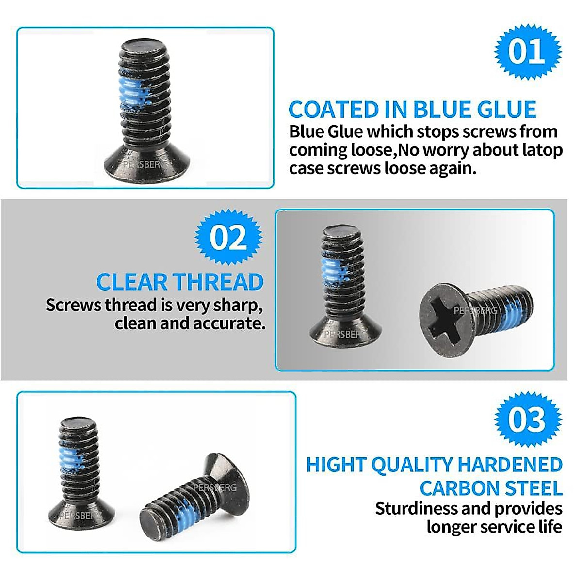 360pcs Blue Nylok Screws Kit 12 Sizes,Laptop Notebook Computer Replacement Assortment, M2 M2.5 M3 for Lenovo Toshiba Gateway Samsung HP IBM Dell Sony Acer Asus SSD Hard Disk SATA M.2 SSD,by Persberg