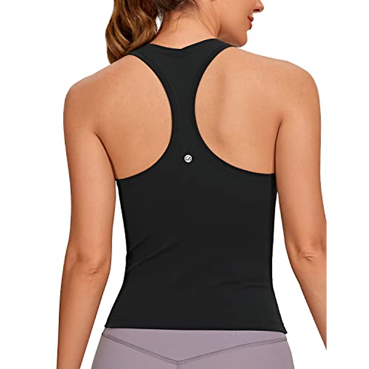 CRZ YOGA Butterluxe Racerback Workout Tank Tops for Women Sleeveless Gym Tops Athletic Yoga Shirts Camisole Black Medium