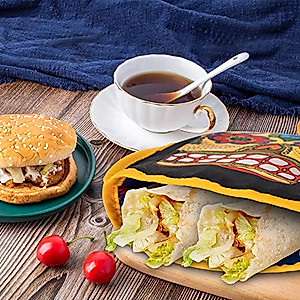 Nattork 10 Inch Tortilla Warmer -Insulated Fabric Pouch - Keeps warm for 1 hour (10", skull x 1pcs)