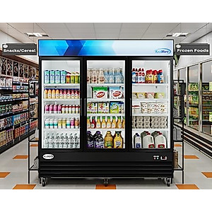 KoolMore - MDR-3GD Koolmore 78 1/4" Commercial Glass 3 Door Display Refrigerator Merchandiser - Upright Beverage Cooler with LED Lighting - 53 Cu. Ft. Black