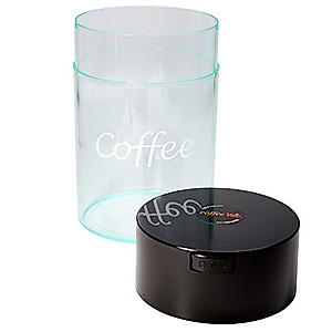 Coffeevac 1 lb - The Ultimate Vacuum Sealed Coffee Container, Black Cap & Clear Body w/Logo