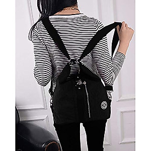 Van Caro Large Nylon Crossbody Shoulder Bag Tote Bag Waterproof Travel Backpack for Women, Black