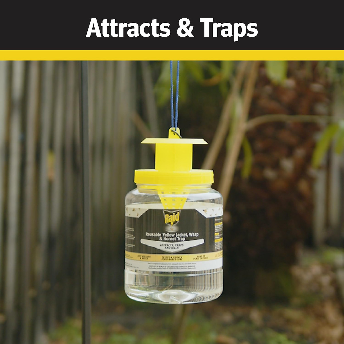 Raid Reusable Yellow Jacket, Wasp & Hornet Trap, Hanging Wasp Trap
