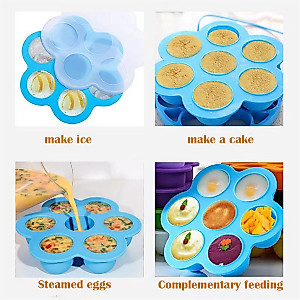 3pcs Silicone Egg Bite Molds Instant Pot Accessories Reusable Storage Container Fit Instant Pot 5,6,8 qt Pressure Cooker Food Freezer Tray with Lid