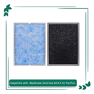 Asheviller MSA3/MSA3S Filter Replacement, Compatible with Membrane Solutions MSA3 and MSA3S Smart Air Purifier, 【Upgraded】3-in-1 H13 True HEPA Filter, 4 Pack