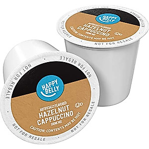 Amazon Brand - Happy Belly Light Roast Cappuccino Coffee Pods Compatible with K-Cup Brewers, Hazelnut Flavored , 24 Count
