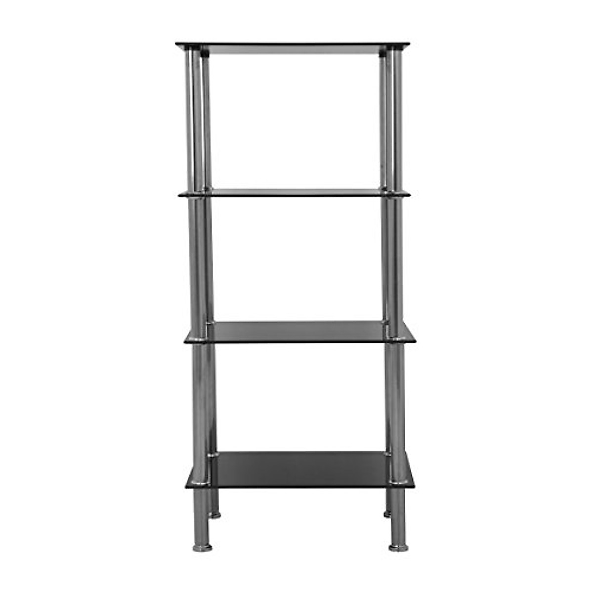AVF S44-A Small 4 Tier Shelving Unit in Black Glass & Chrome