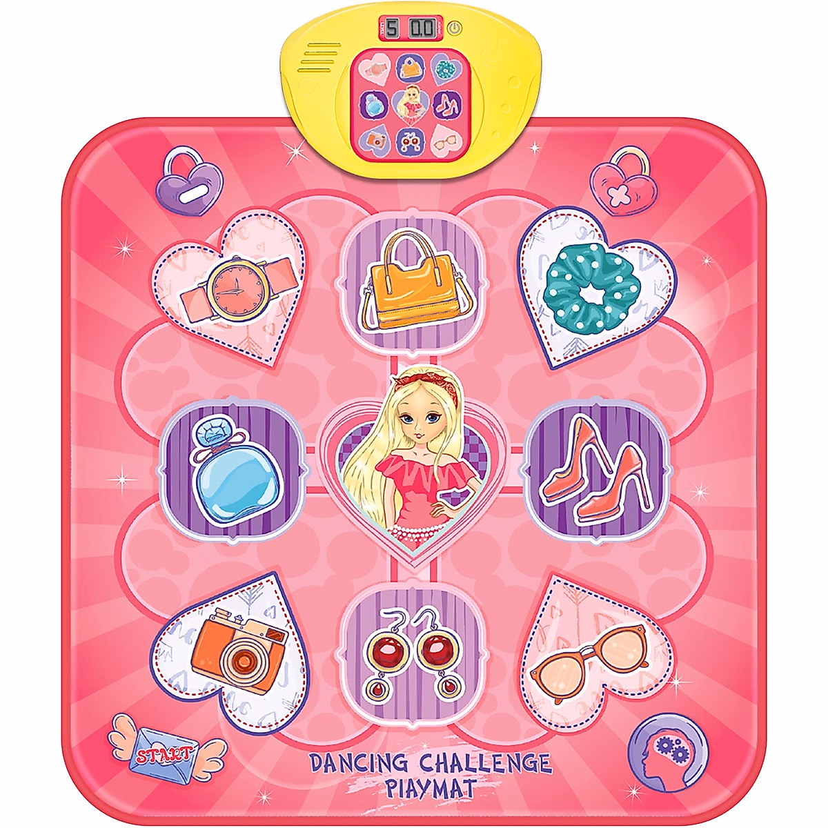 Dance Mat, Toy Gift for Kids Girls Boys Age 4 5 6 7 8 9, Electronic Dance Pad Game, Large Play Mat w/Rest Area, 13 Levels, No Discouraging Sound, Anti-Slippery (39.4'' x 34.3'')