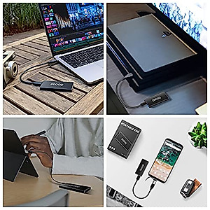 PDOOQ Portable SSD, External SSD Read up to 500MB/s & Write up to 450MB/s USB 3.1 Type-c Ultra-Slim External Solid State Drive (250GB)